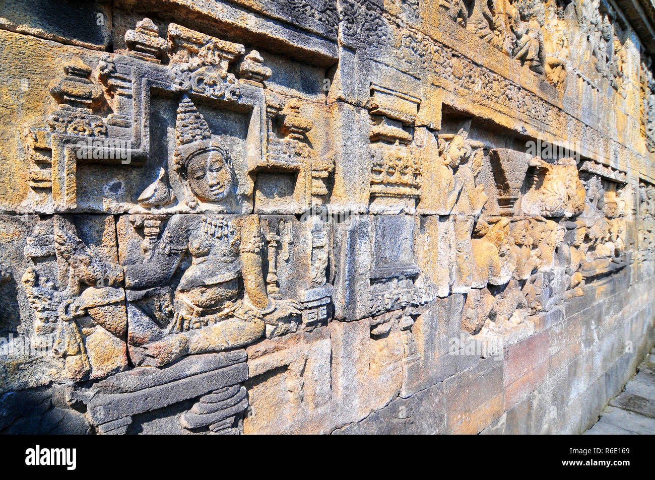 Bas-Relief In Ancient Buddhist Temple Borobudur, Yogjakarta Indonesia ...