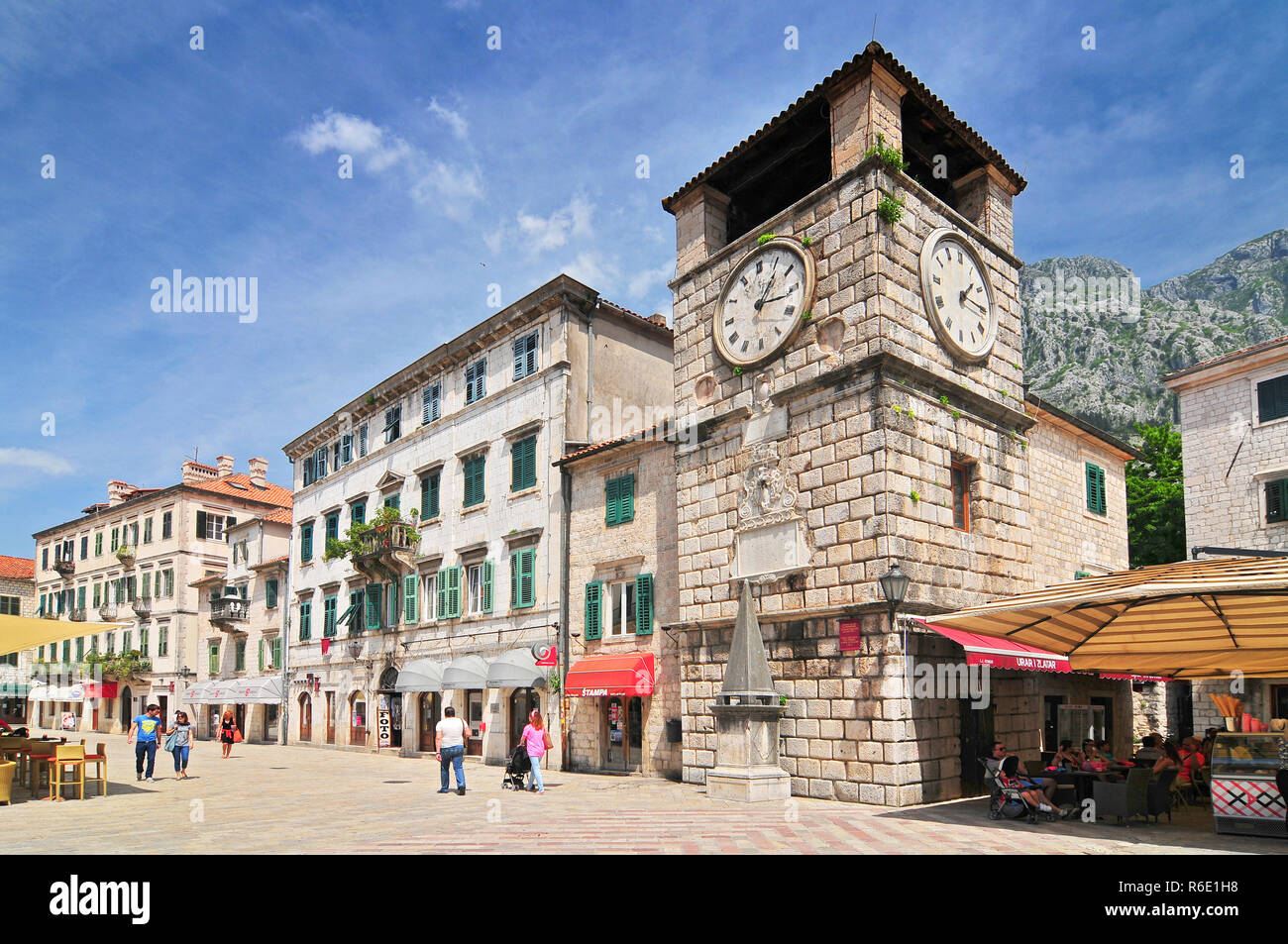 Clock Tower Inside Stari Grad Kotor Montenegro Stock Photo - Alamy