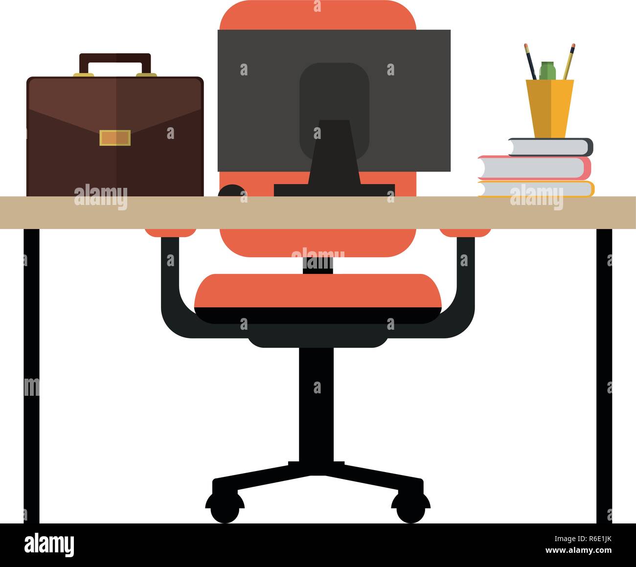 Office desk with computer Stock Vector Image & Art - Alamy