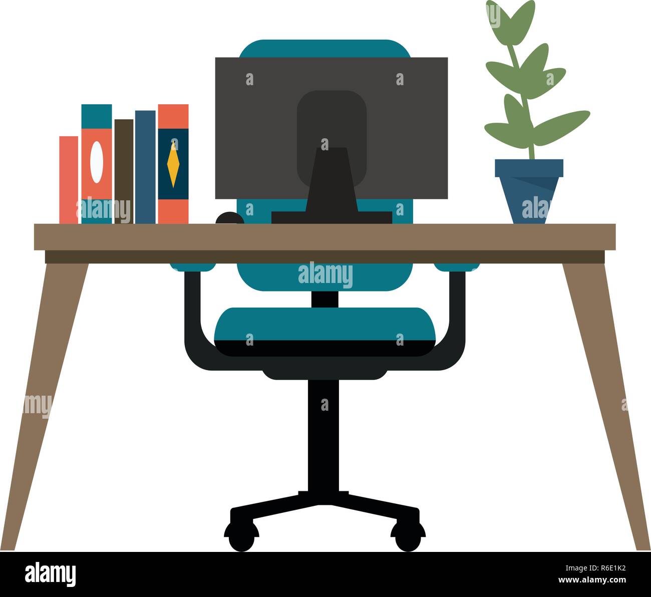 Office desk with computer Stock Vector Image & Art - Alamy