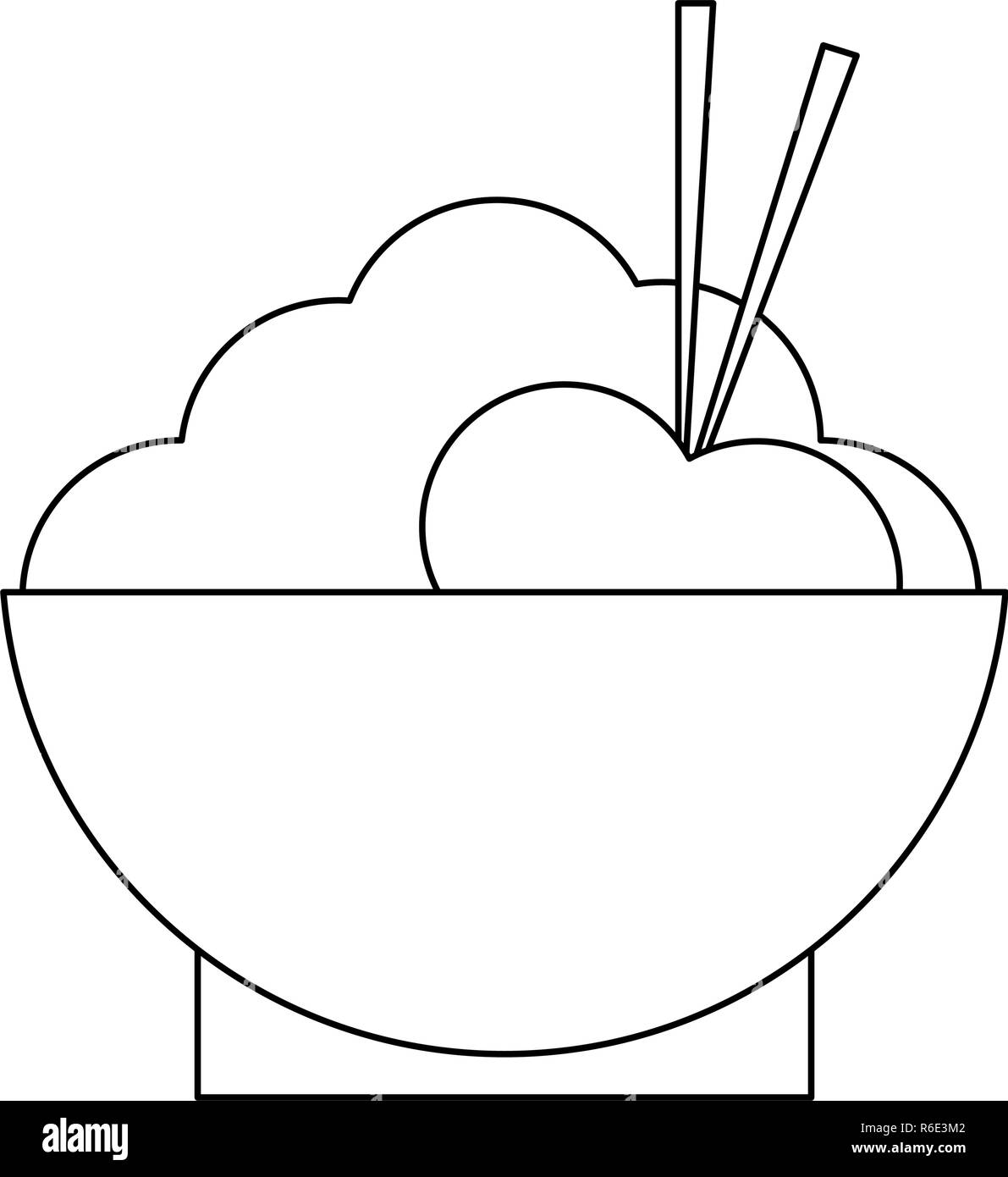 rice biwl with chopsticks black and white Stock Vector Image & Art - Alamy