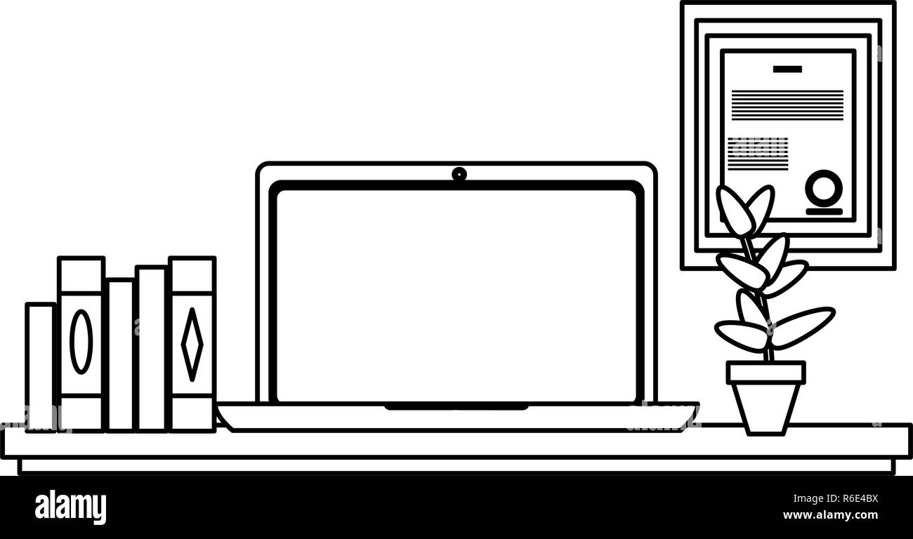 Office Desk Clip Art Black And White