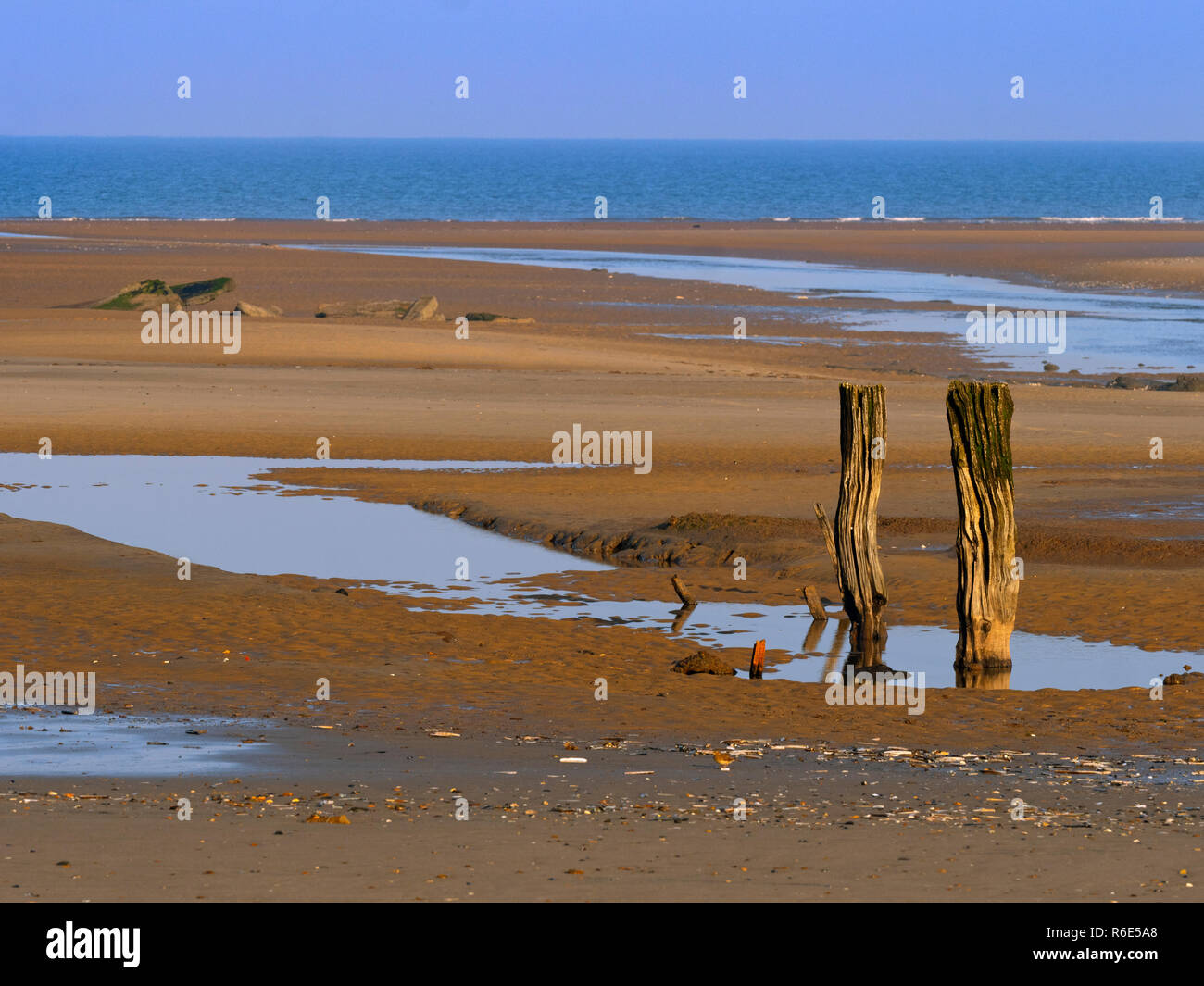 The RSPB Nature reserve and beach at Titchwell Marsh Norfolk Stock ...