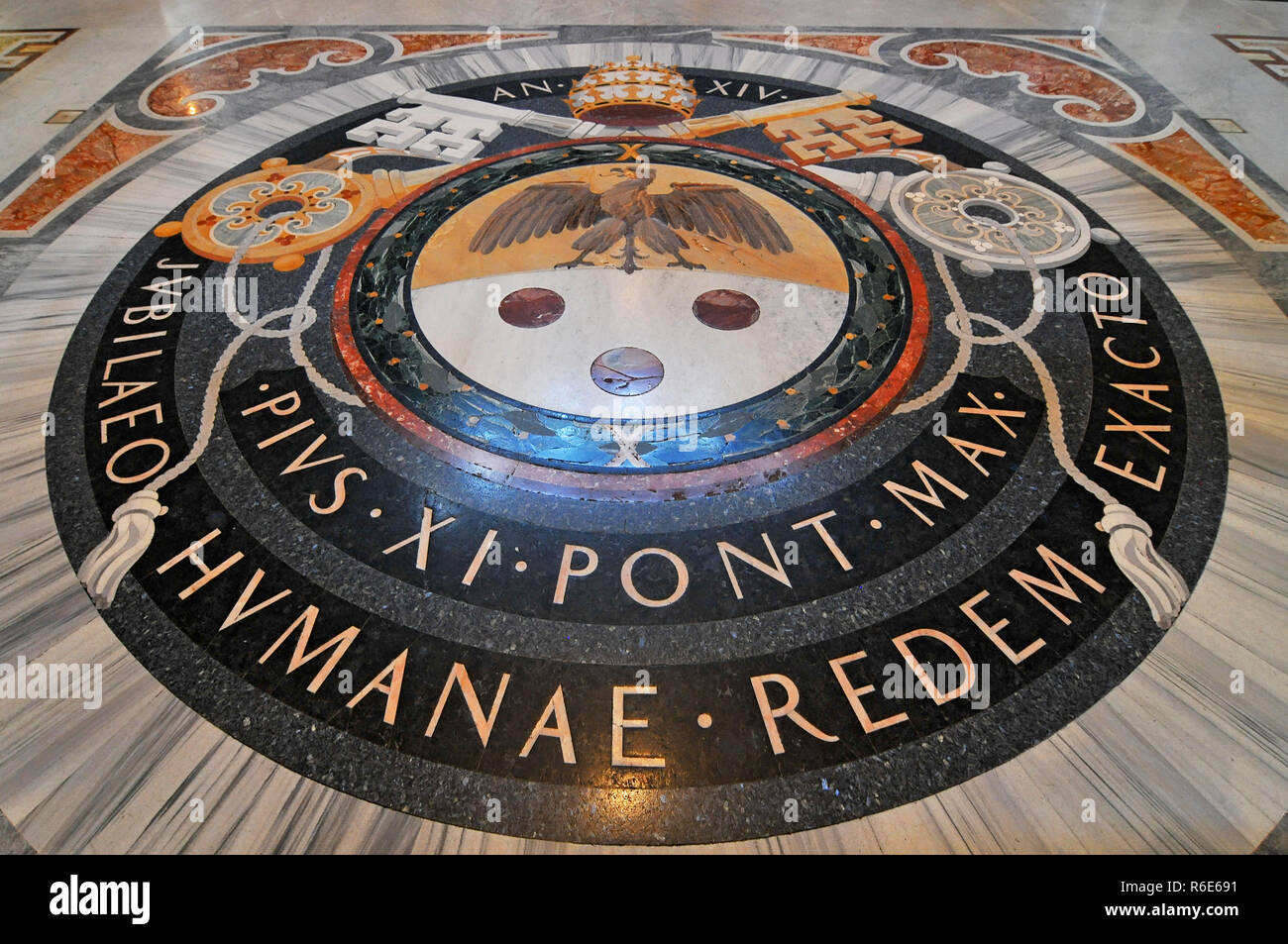 Vatican Seal On The Floor At The Entrance Of Saint Peter Basilica Stock ...