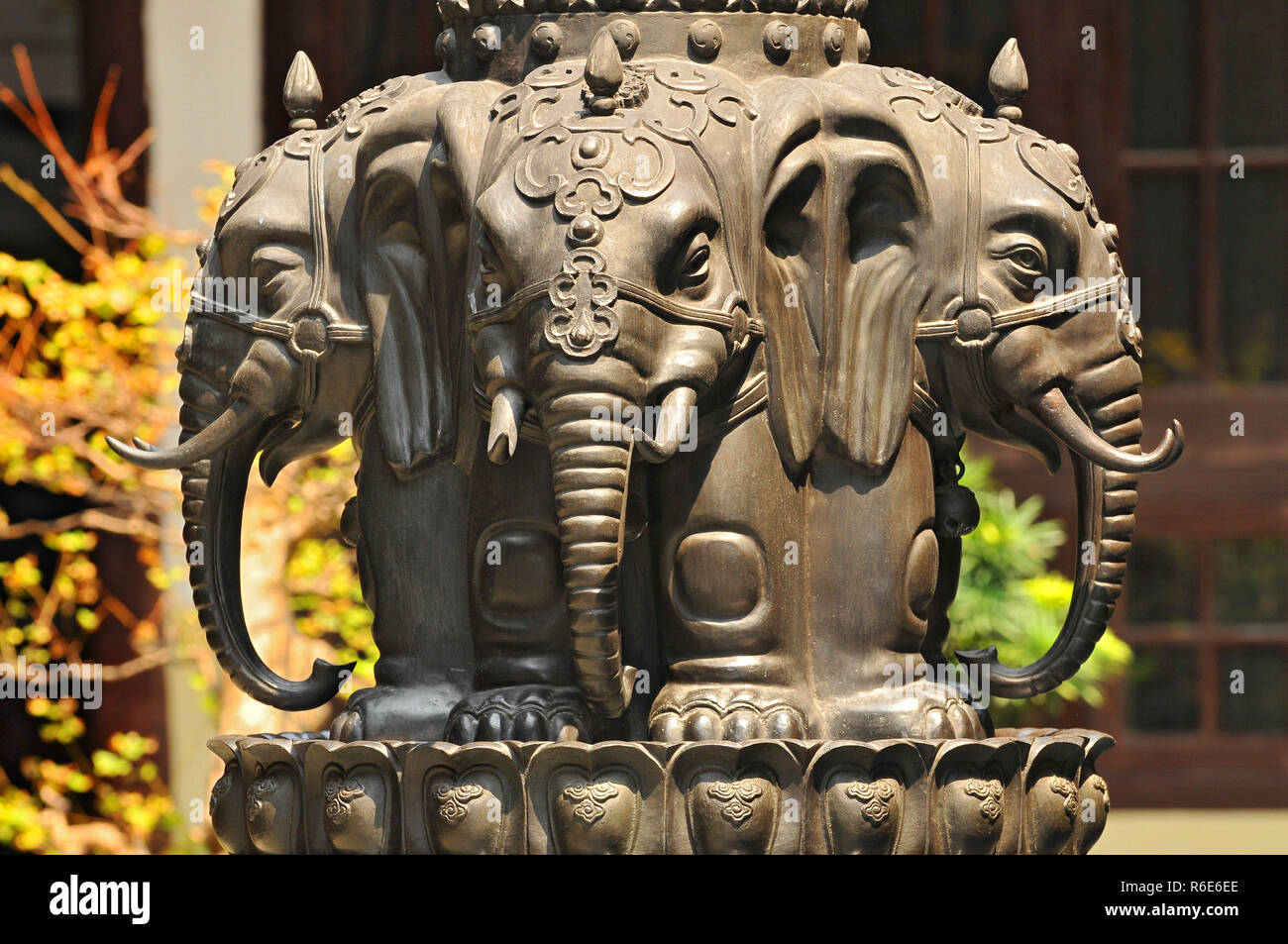 Close Up Of Elephant Statue In The Courtyard Of The Jade Buddha Temple ...