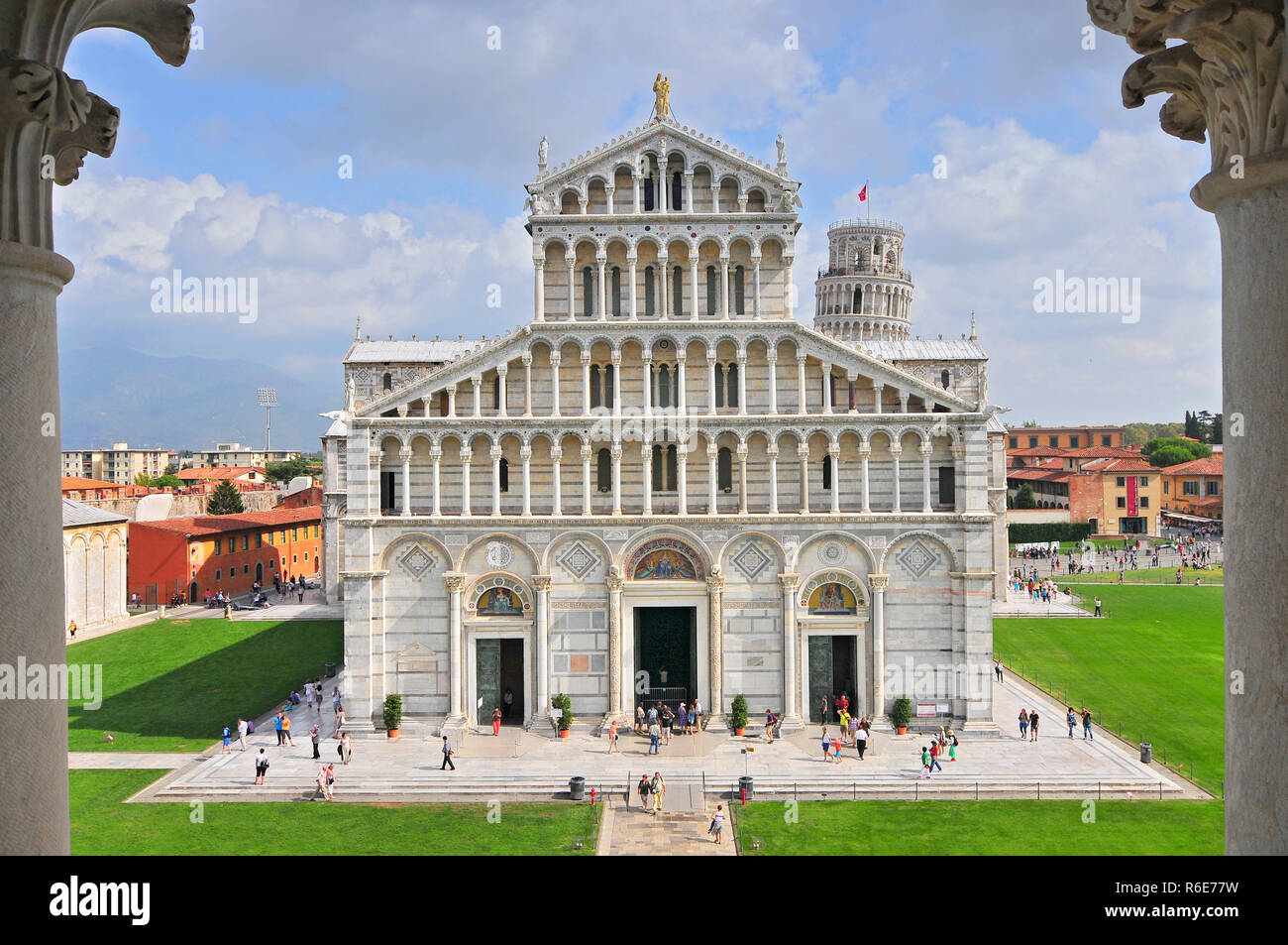 Front Of The Duomo In The Piazza Dei Miracoli, Italy, Pisa Stock Photo ...