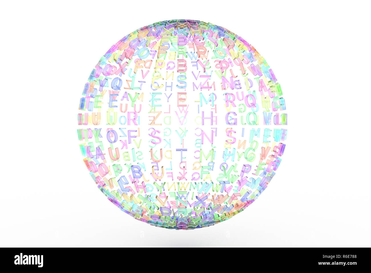 Colorful 3D rendering. CGI typography, made up from alphabetic ...