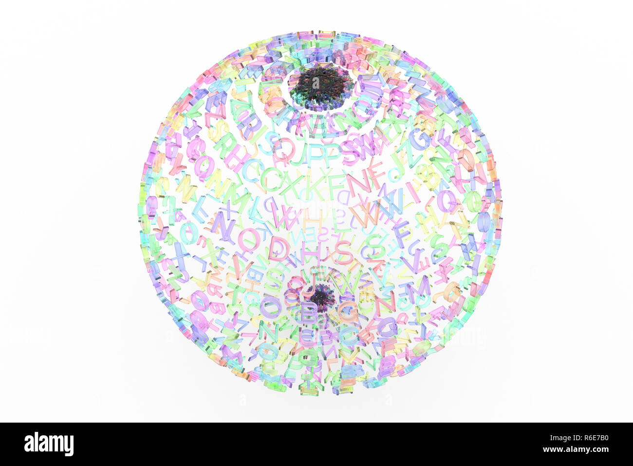 Colorful 3D rendering. CGI typography, made up from alphabetic ...