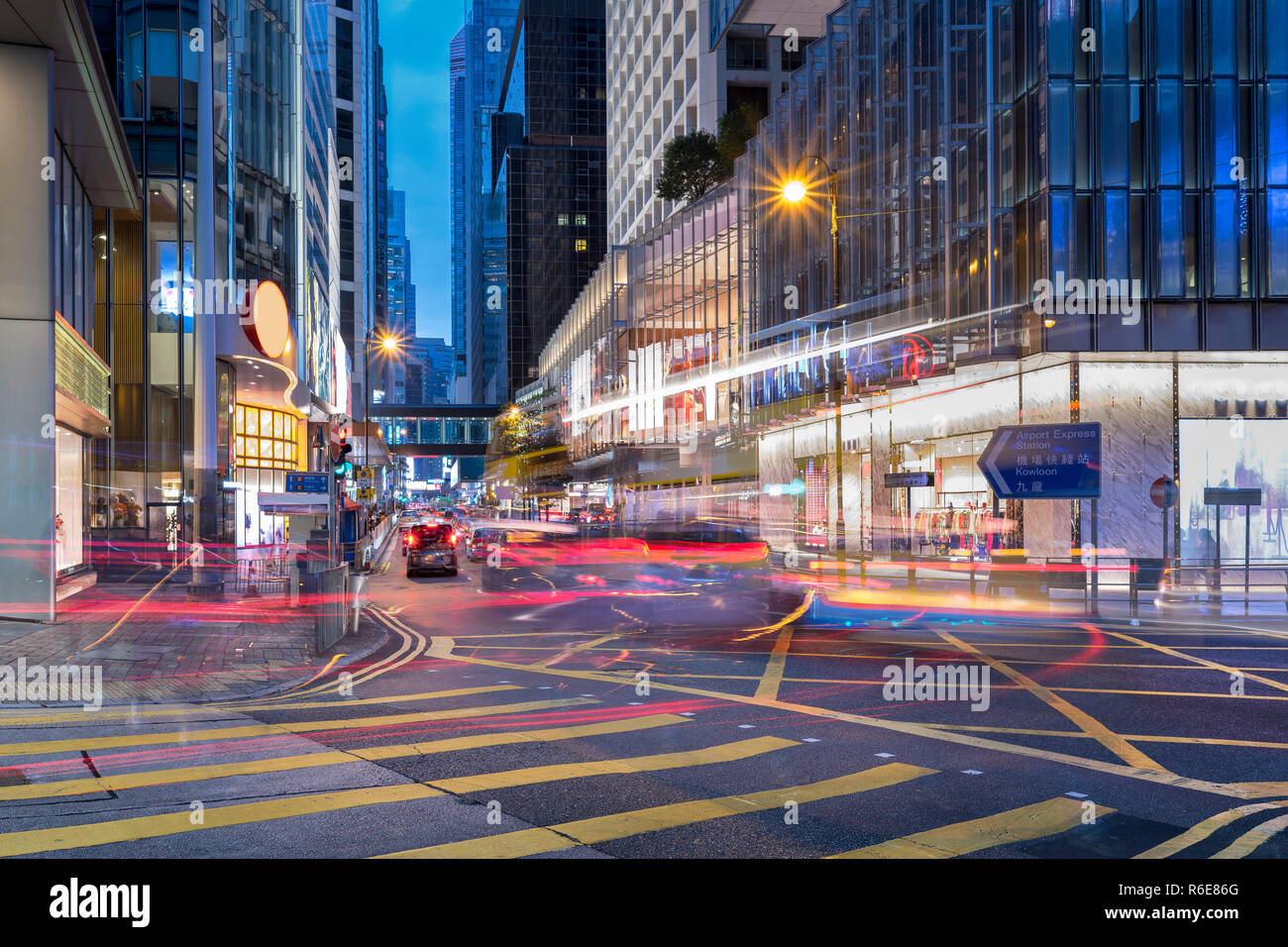 Roads And Traffic In Hong Kong, Queen S Road Central Crossroads Stock ...
