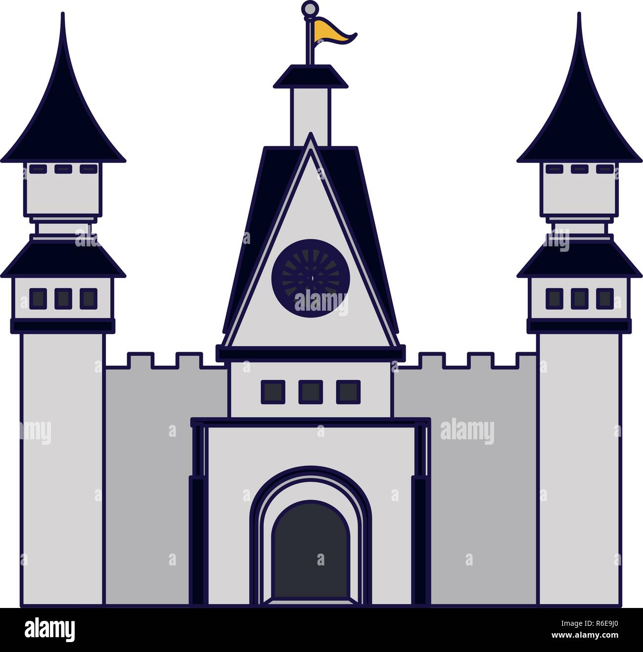 Medieval castle building blue lines Stock Vector Image & Art - Alamy