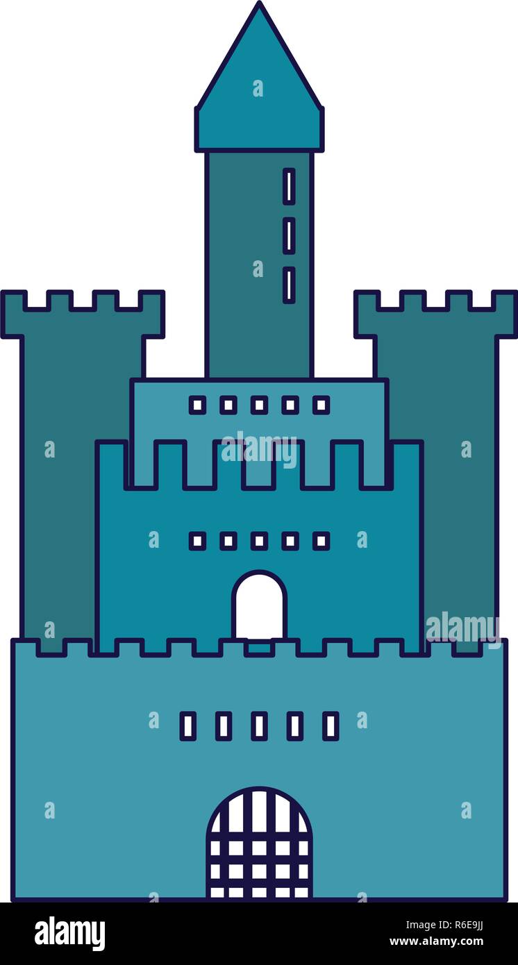 Medieval castle building blue lines Stock Vector Image & Art - Alamy