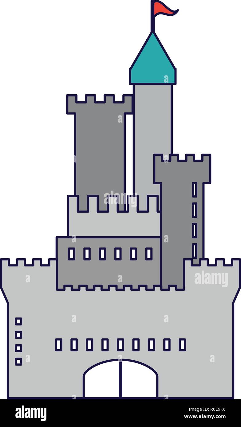 Medieval castle building blue lines Stock Vector Image & Art - Alamy