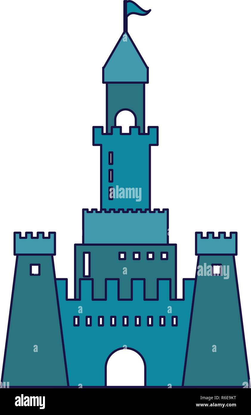 Medieval castle building blue lines Stock Vector Image & Art - Alamy
