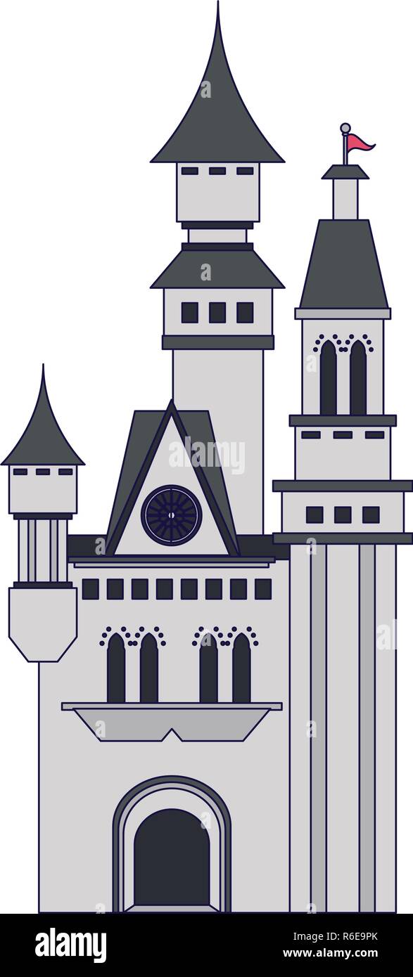 Medieval castle building blue lines Stock Vector Image & Art - Alamy