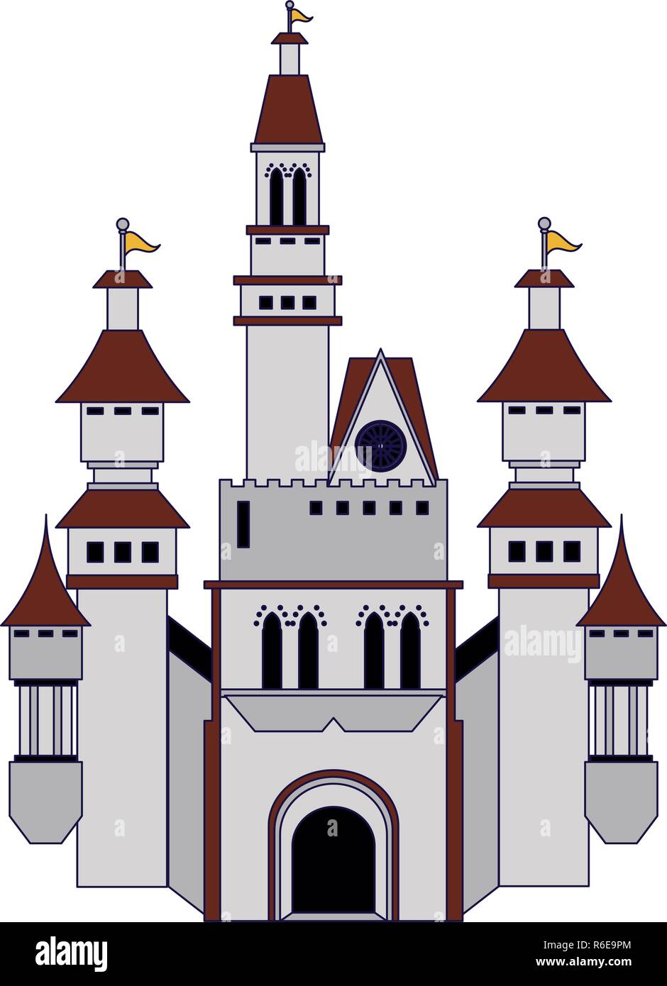 Medieval castle building blue lines Stock Vector Image & Art - Alamy