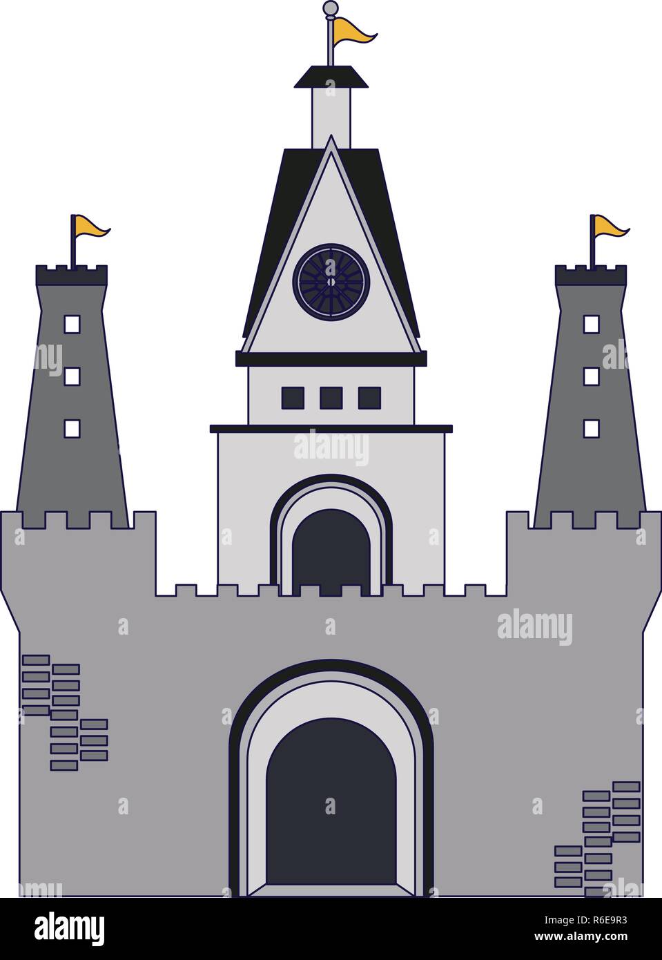 Medieval castle building blue lines Stock Vector Image & Art - Alamy