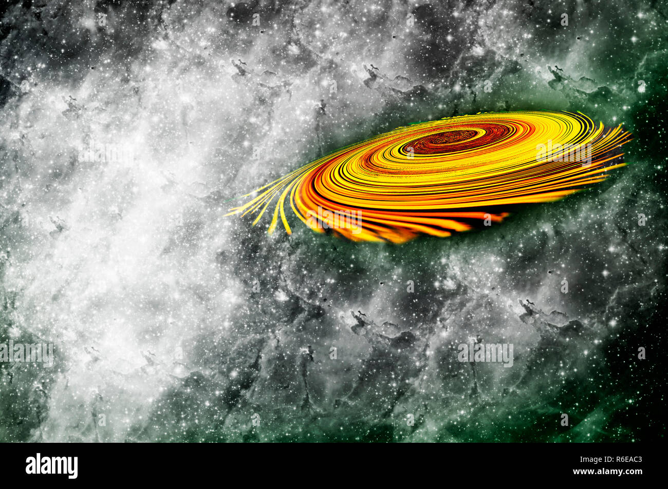 Flying Fire Ball In The Universe Stock Photo - Alamy