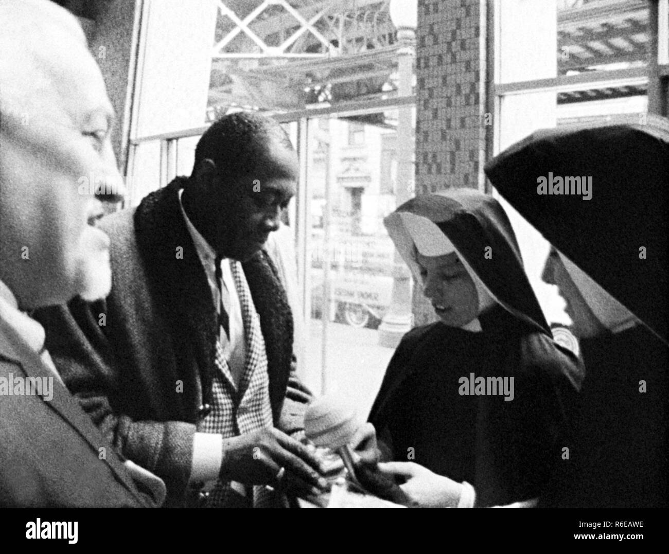 INQUIRING NUNS, nuns interviewing actor Stepin Fetchit (ctr), 1968, (re ...