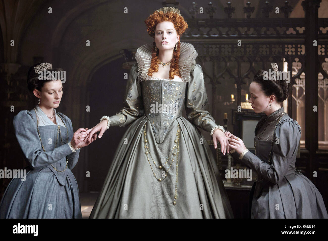 MARY QUEEN OF SCOTS, from left, Grace Molony, Margot Robbie as Queen ...