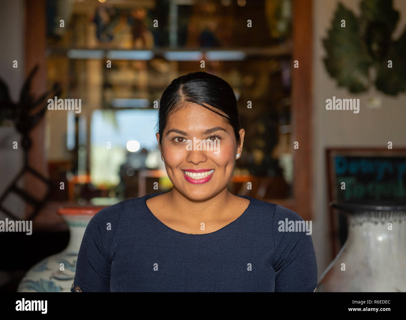 Happy, Smiling, Friendly & Beautiful Mexican Woman Working in a Resort ...