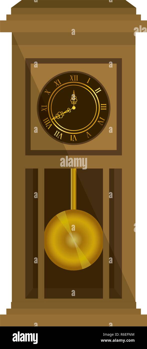 old time clock antique wooden vector illustration design Stock Vector ...