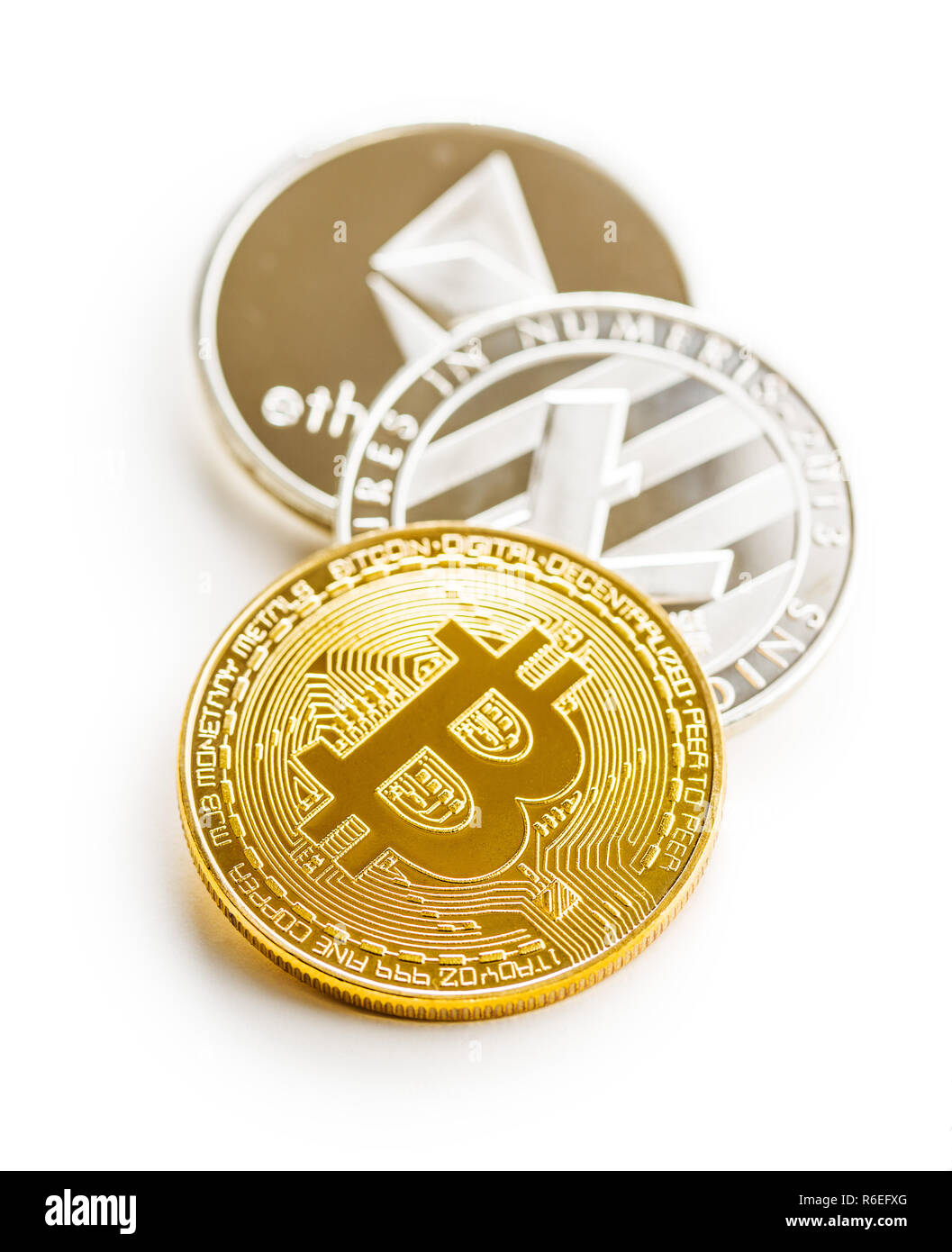 Golden ethereum litecoin bitcoin Cut Out Stock Images & Pictures - Alamy