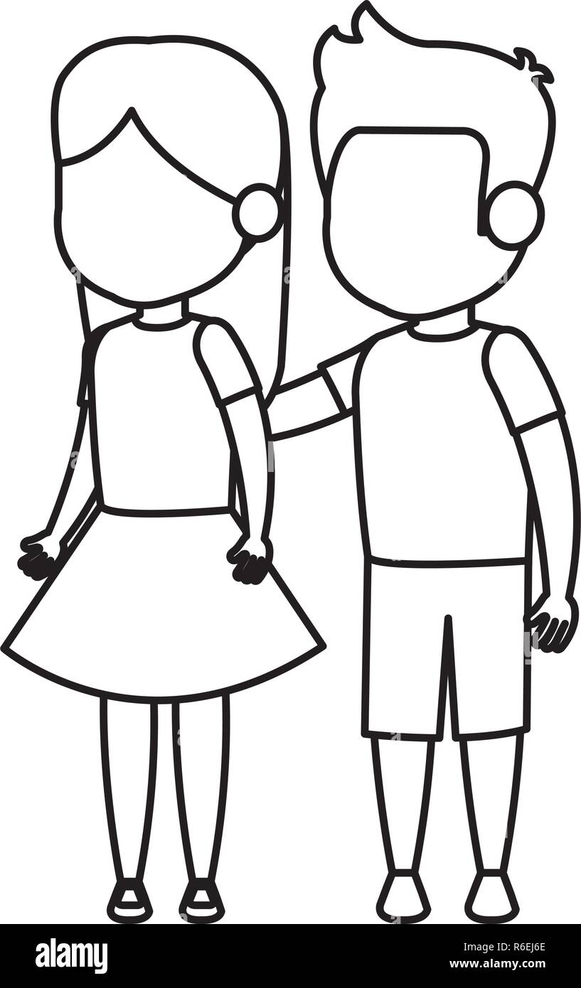 cute little kids couple vector illustration design Stock Vector Image ...