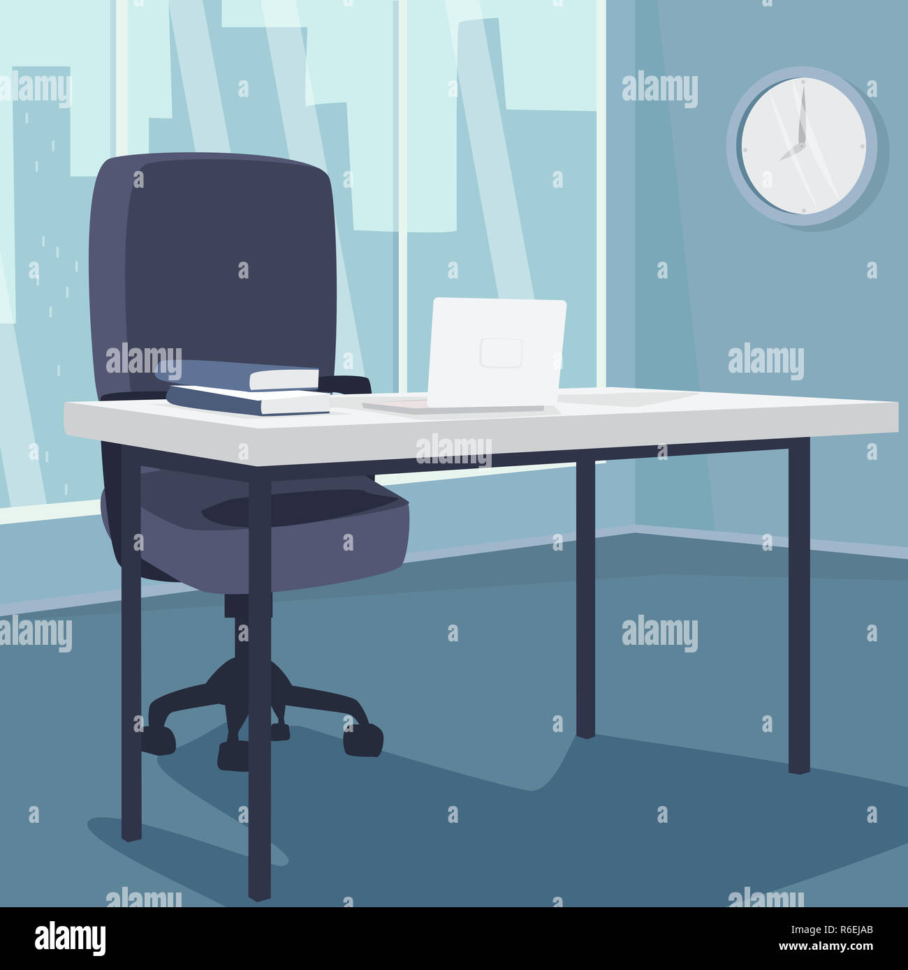 Interior of morning workplace with view of city Stock Photo - Alamy