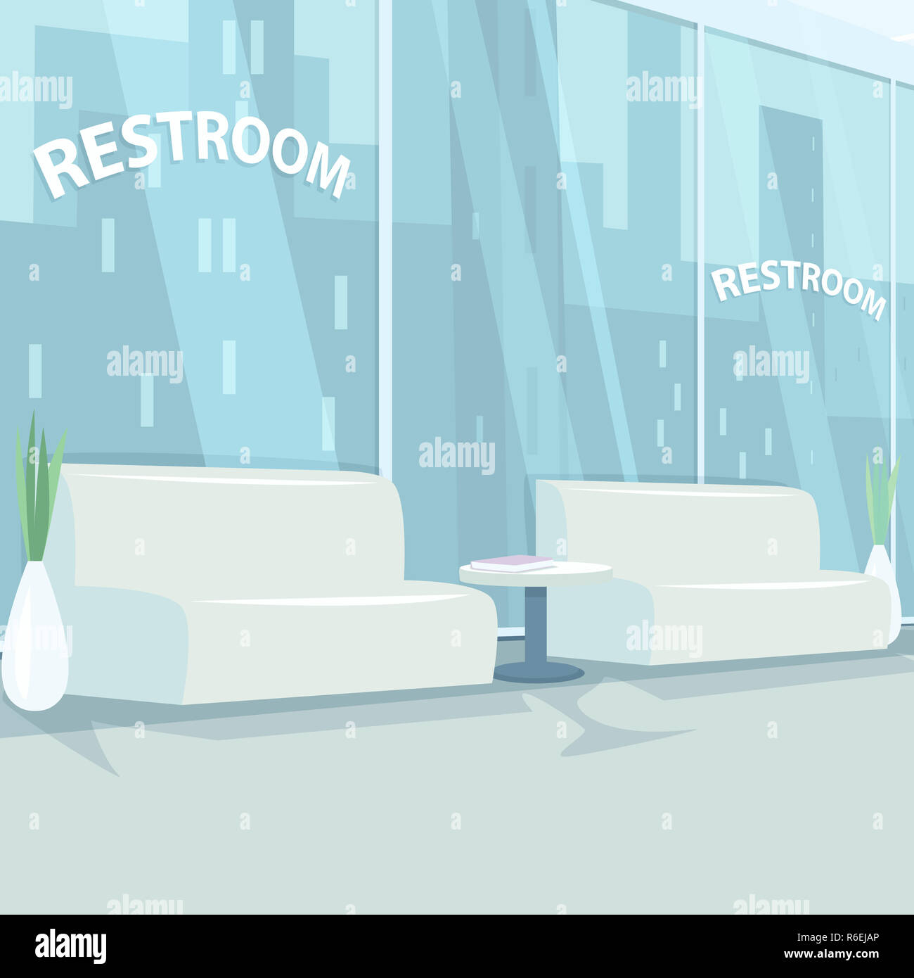 Interior of rest room with panoramic windows Stock Photo - Alamy