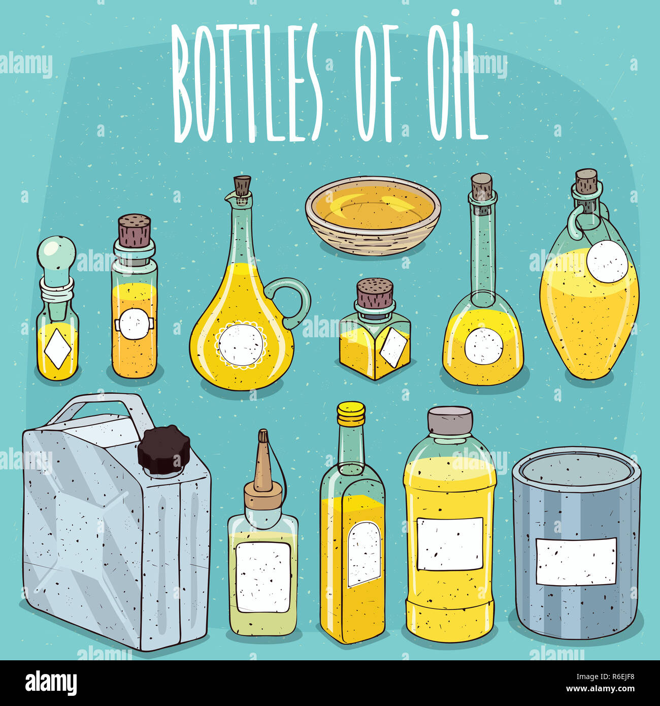 Mockup set containers of oil or yellow liquid Stock Photo - Alamy