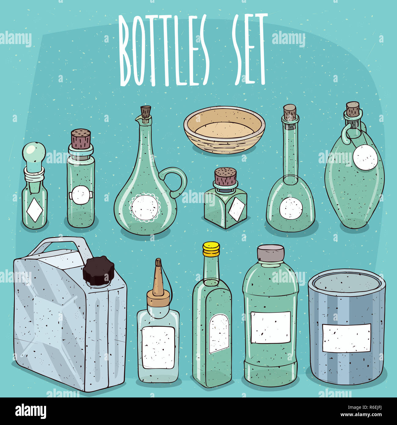 Mockup set different empty transparent containers Stock Photo - Alamy