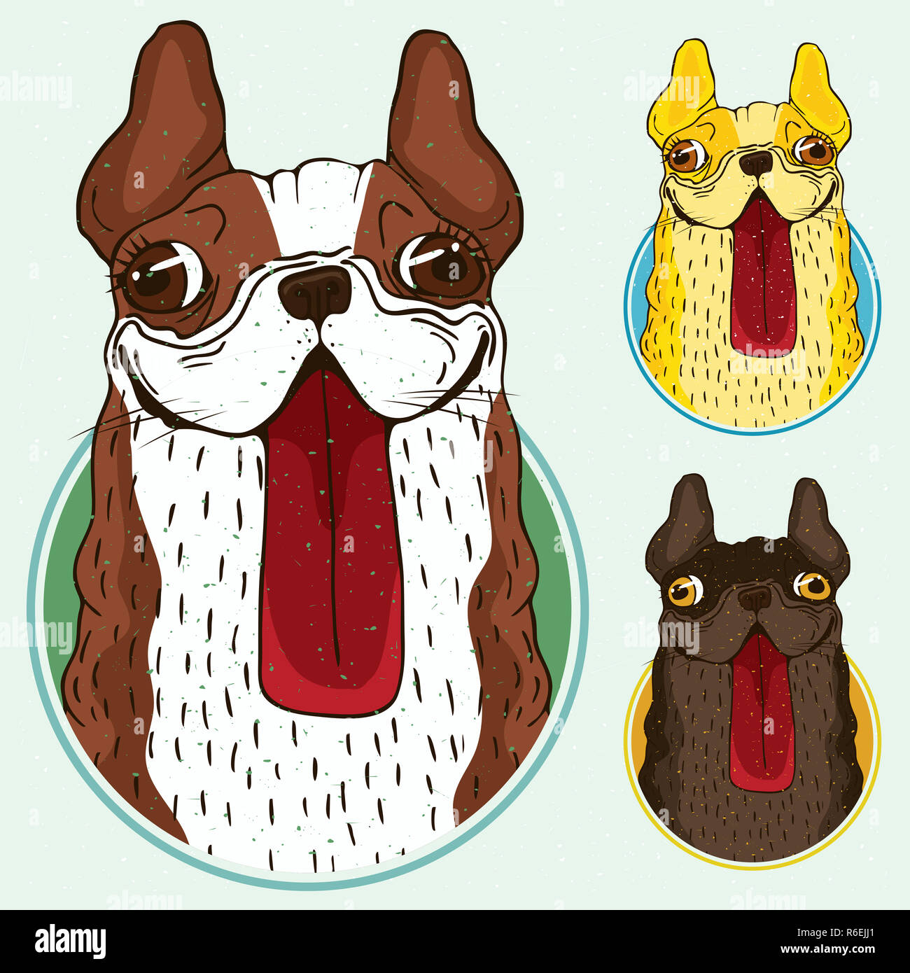 Set of dogs in round frame Stock Photo - Alamy