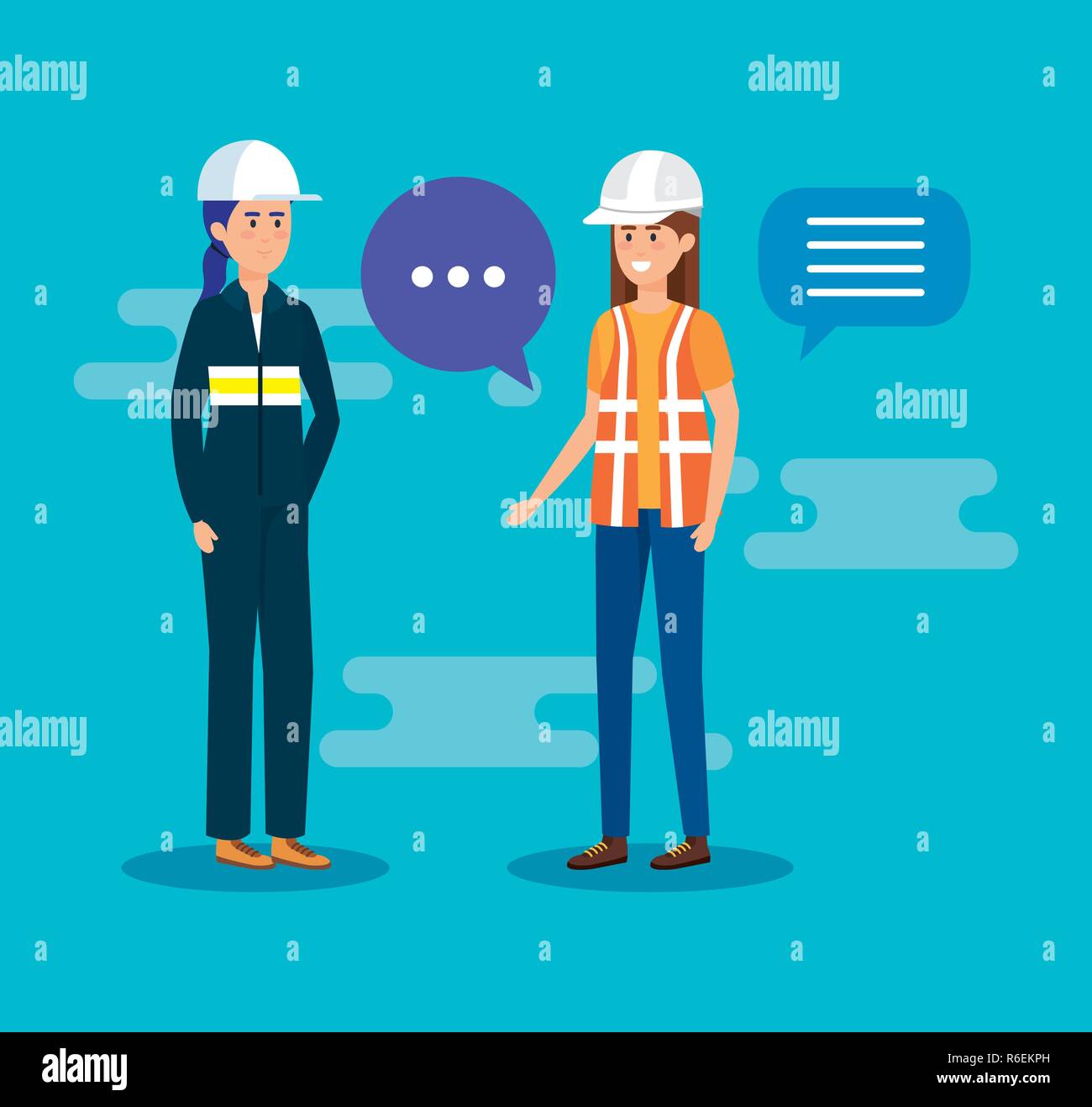 Female Construction Worker Talk Stock Vector Images - Alamy