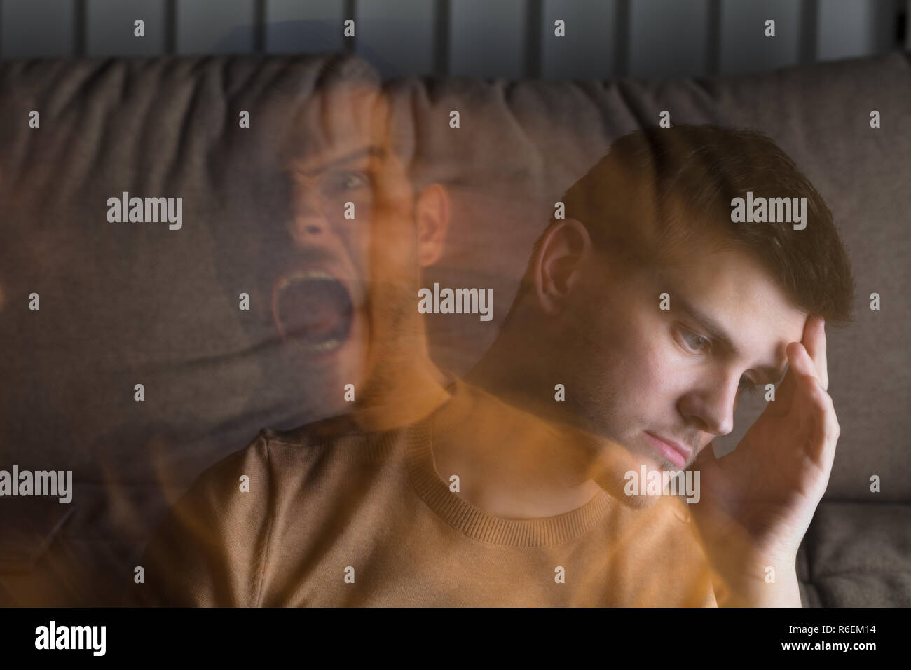 Angry And Stressed Man At Home Stock Photo - Alamy