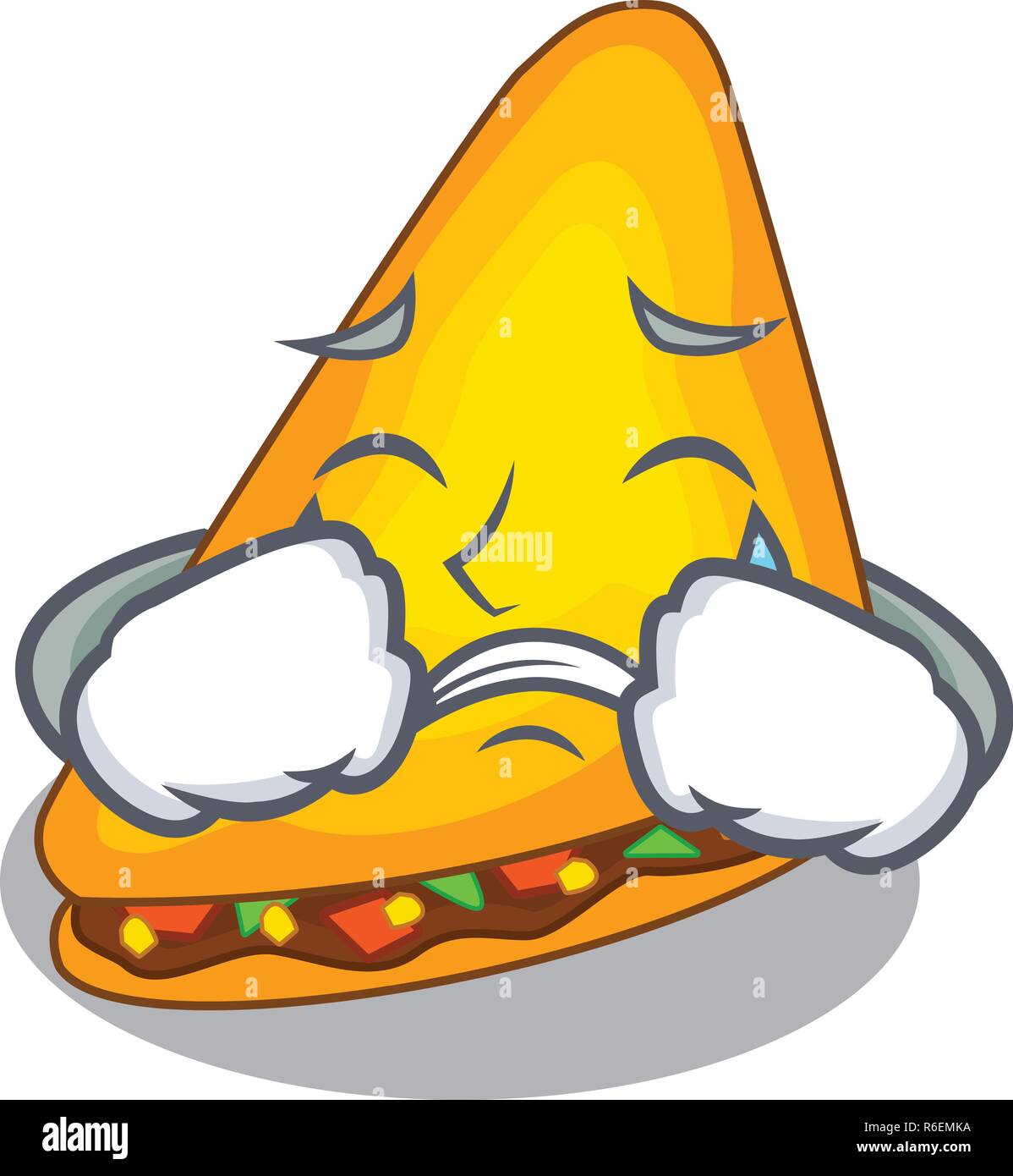 Crying quesadilla on a table in mascot vector illustration Stock Vector ...