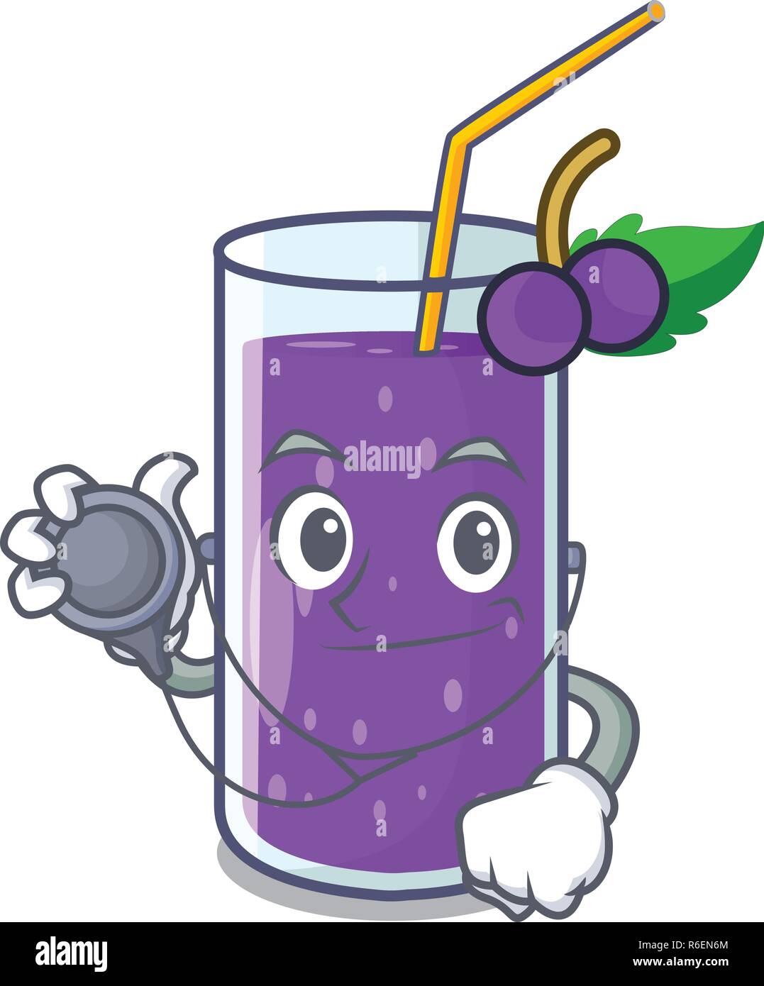 Doctor grape juice bottled with in cartoon vector illustration Stock ...