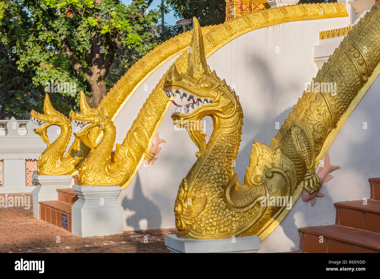 Dragons Statues At Haw Phra Kaew, Also Written As Ho Prakeo, Hor Pha Keo, Vientiane, Laos Stock ...