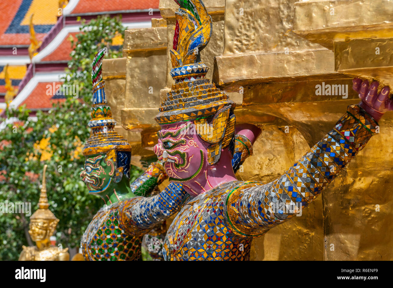 Statues Of Monkey-Demons, Wat Phra Kaew Temple, Grand Palace, Bangkok ...