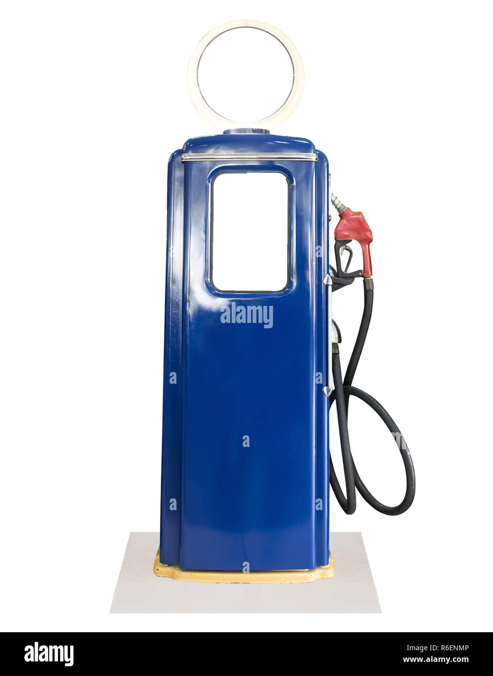 Vintage blue fuel pump on white background Stock Photo - Alamy