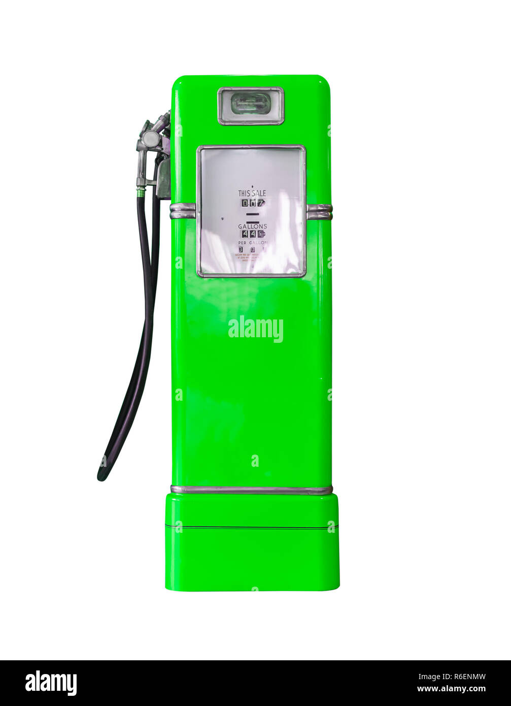 Vintage green fuel pump on white Stock Photo - Alamy