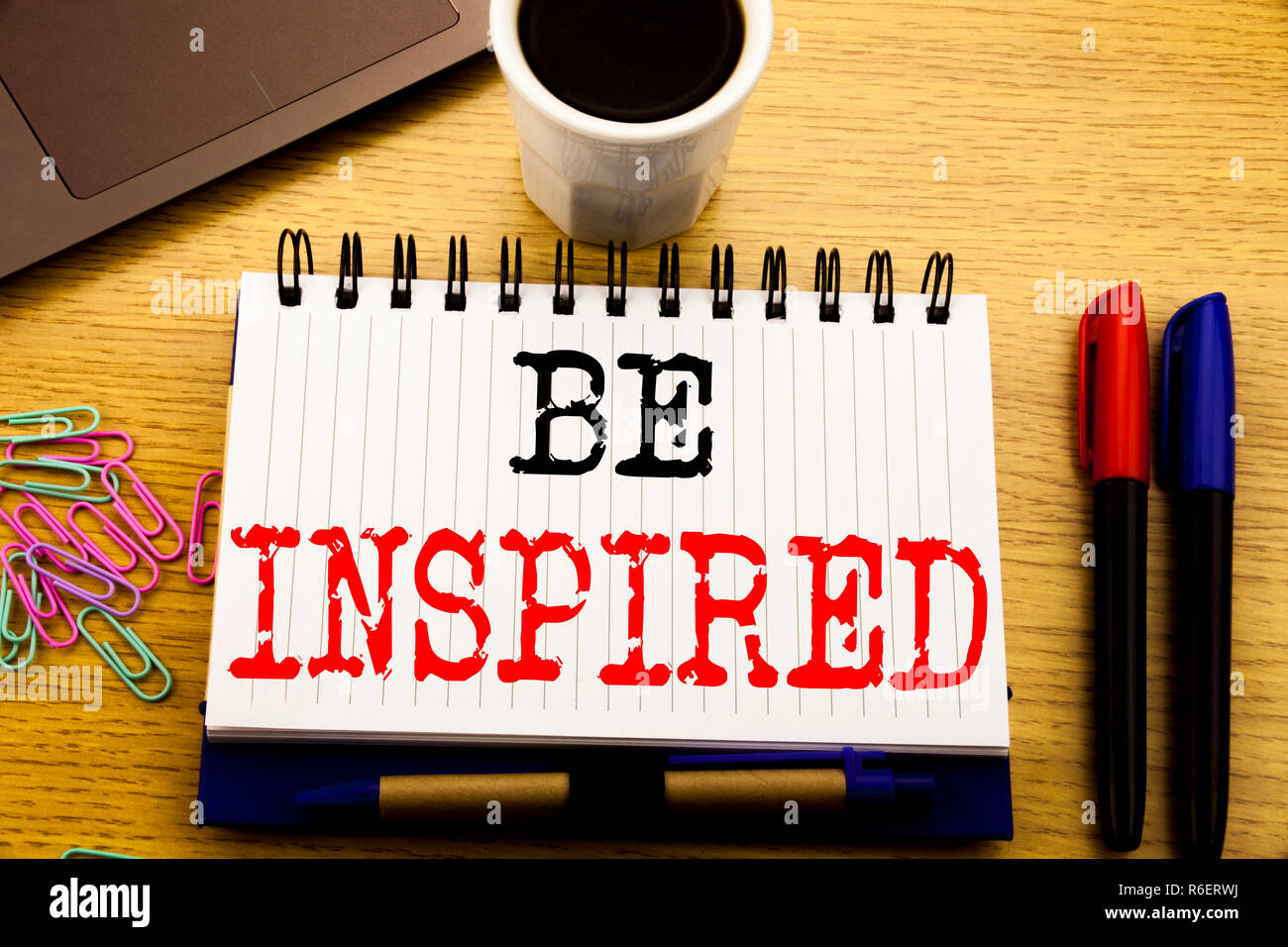 Hand writing text caption showing Be Inspired. Business concept for ...