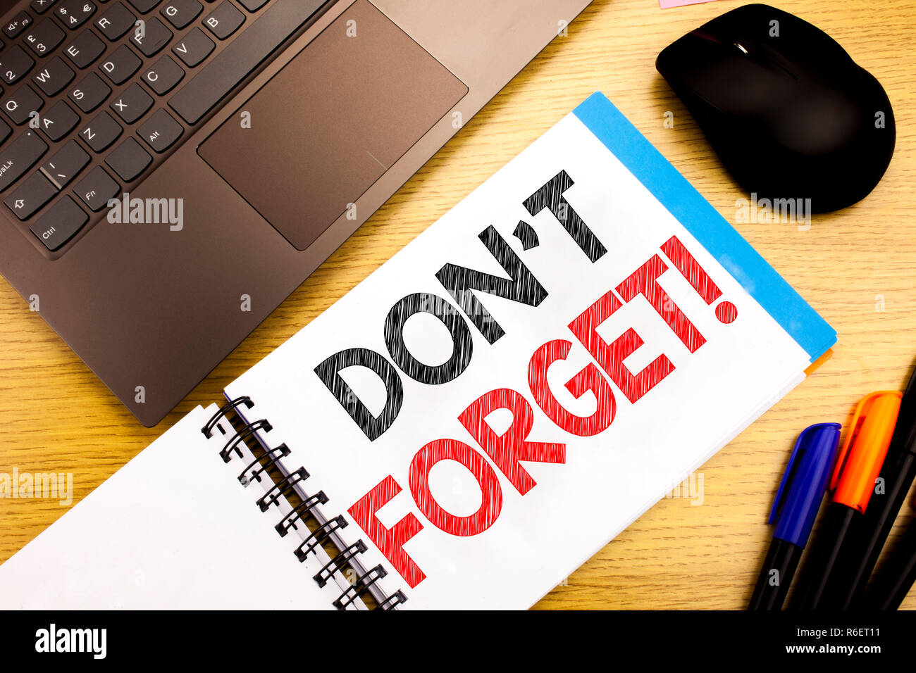 Handwritten text caption showing Do Not Forget. Business concept ...