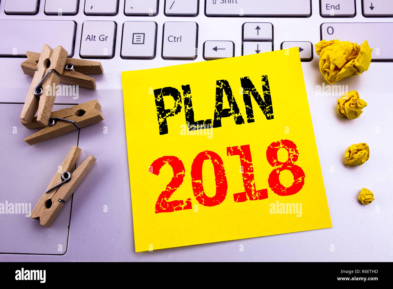 Hand writing text caption inspiration showing Plan 2018. Business ...