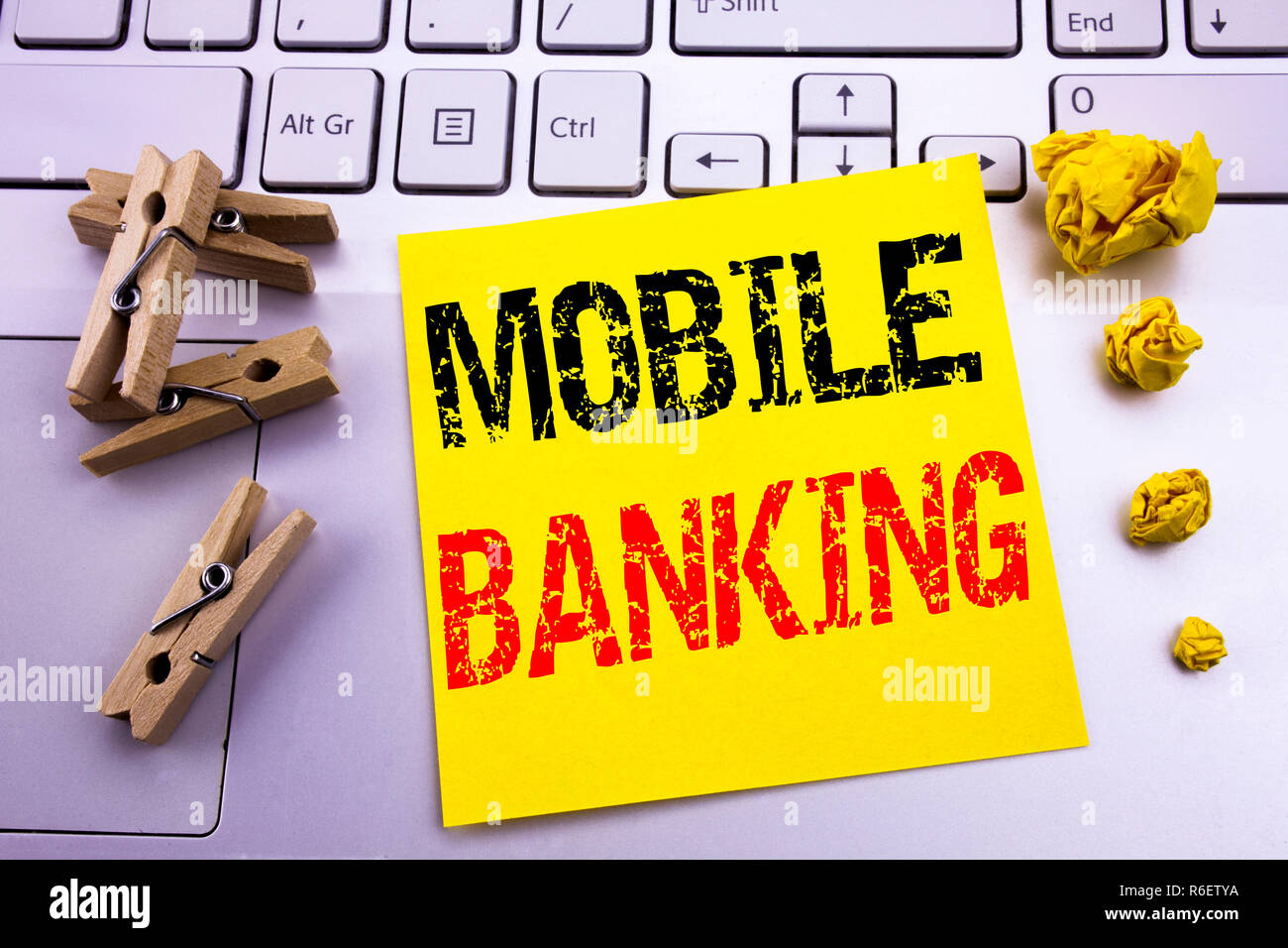 Hand writing text caption inspiration showing Mobile Banking. Business ...