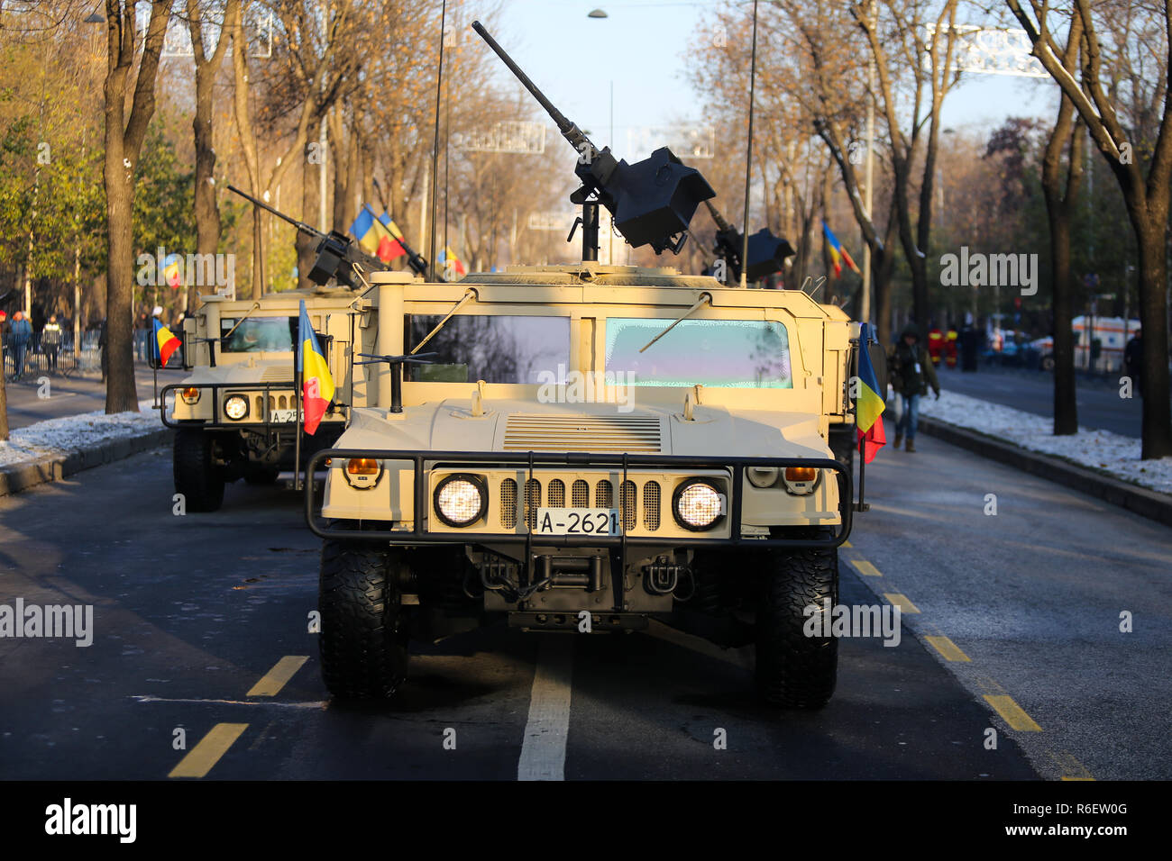 BUCHAREST, ROMANIA - December 1, 2018: Humvee military vehicle from the ...