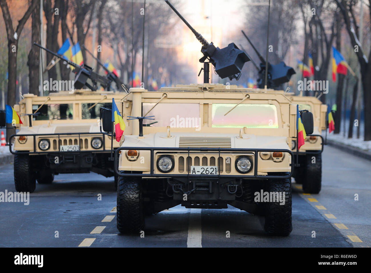 BUCHAREST, ROMANIA - December 1, 2018: Humvee military vehicle from the ...