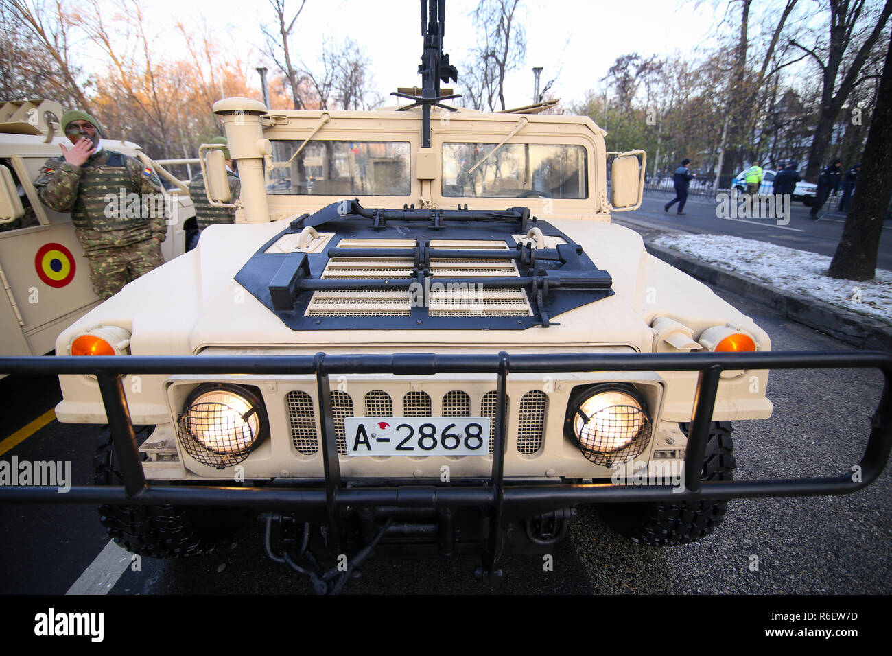 BUCHAREST, ROMANIA - December 1, 2018: Humvee military vehicle from the ...