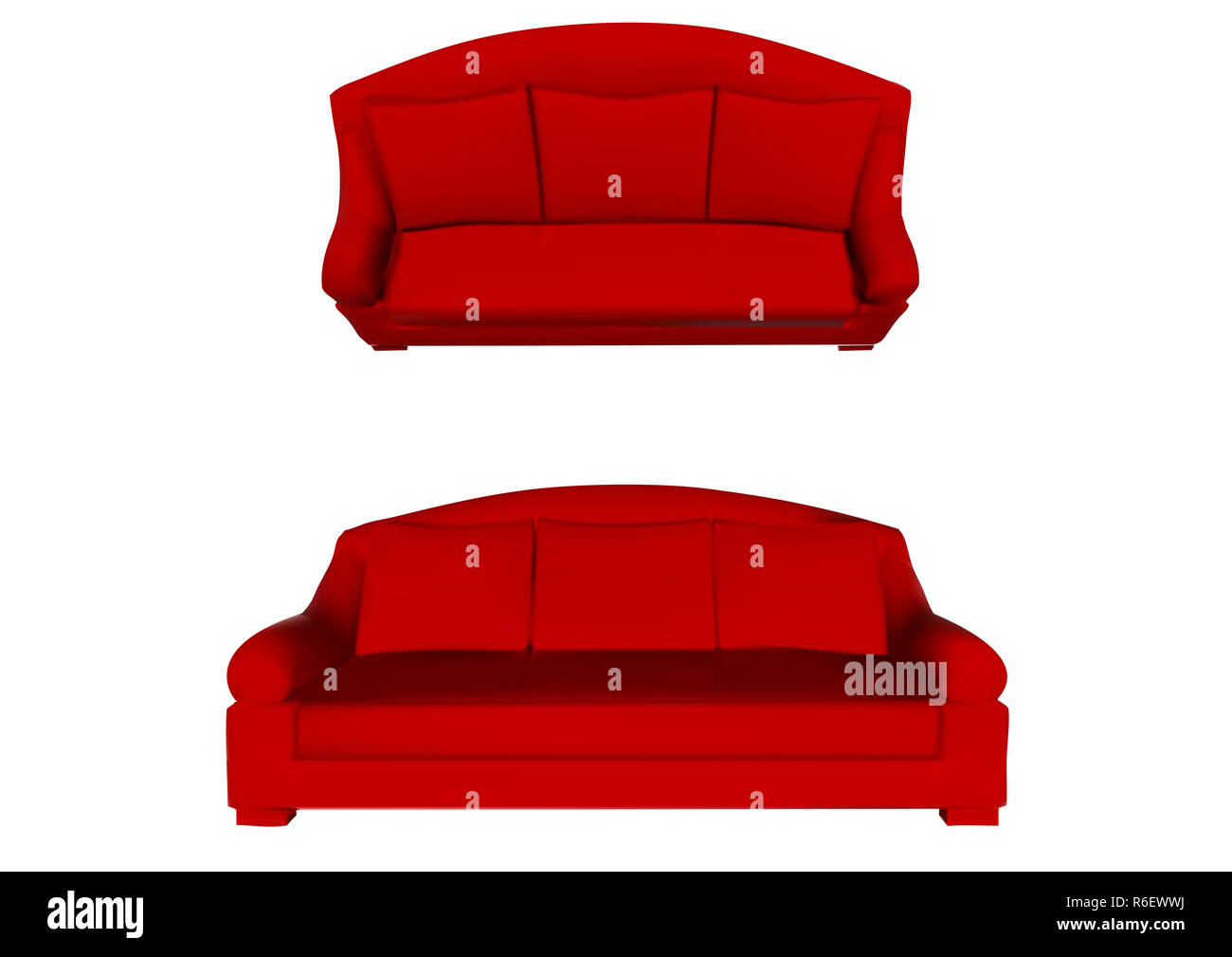 red sofa top and front view Stock Photo - Alamy