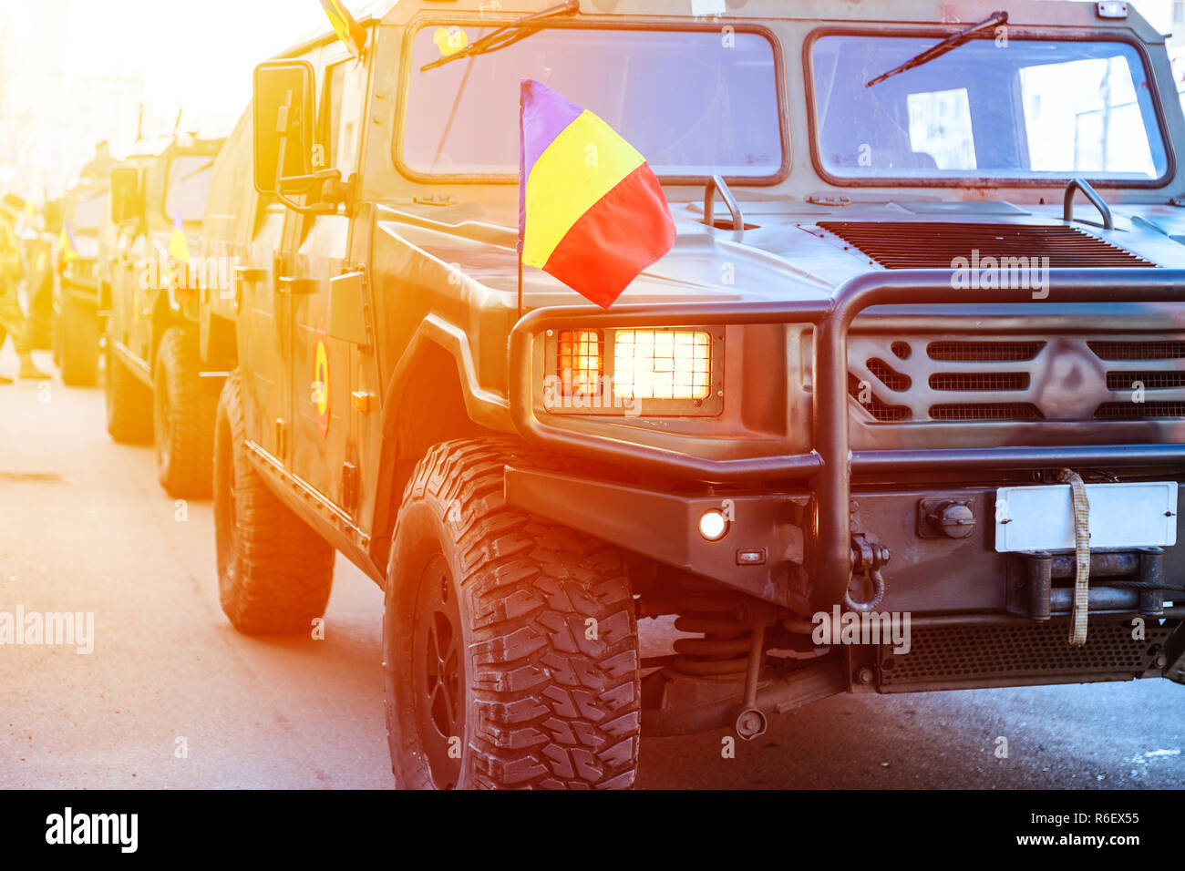Army camouflage military vehicles with Romania flag, military vehicles ...