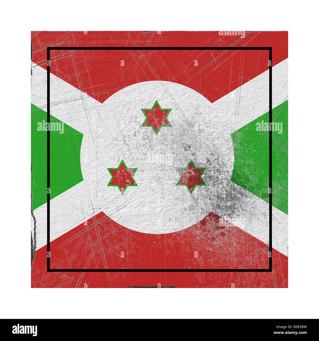 3d rendering of an old Burundi flag in a concrete square Stock Photo ...